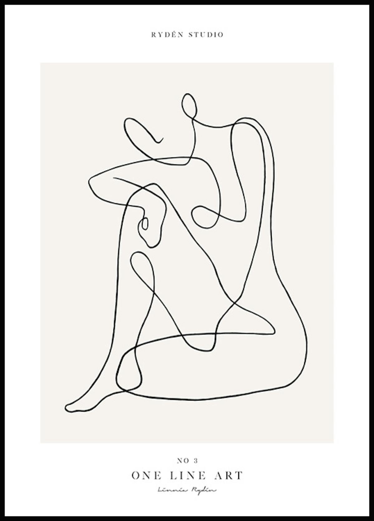 One Line Art No 1 Poster | Minimalist Line Drawing with Bun Hairstyle ...