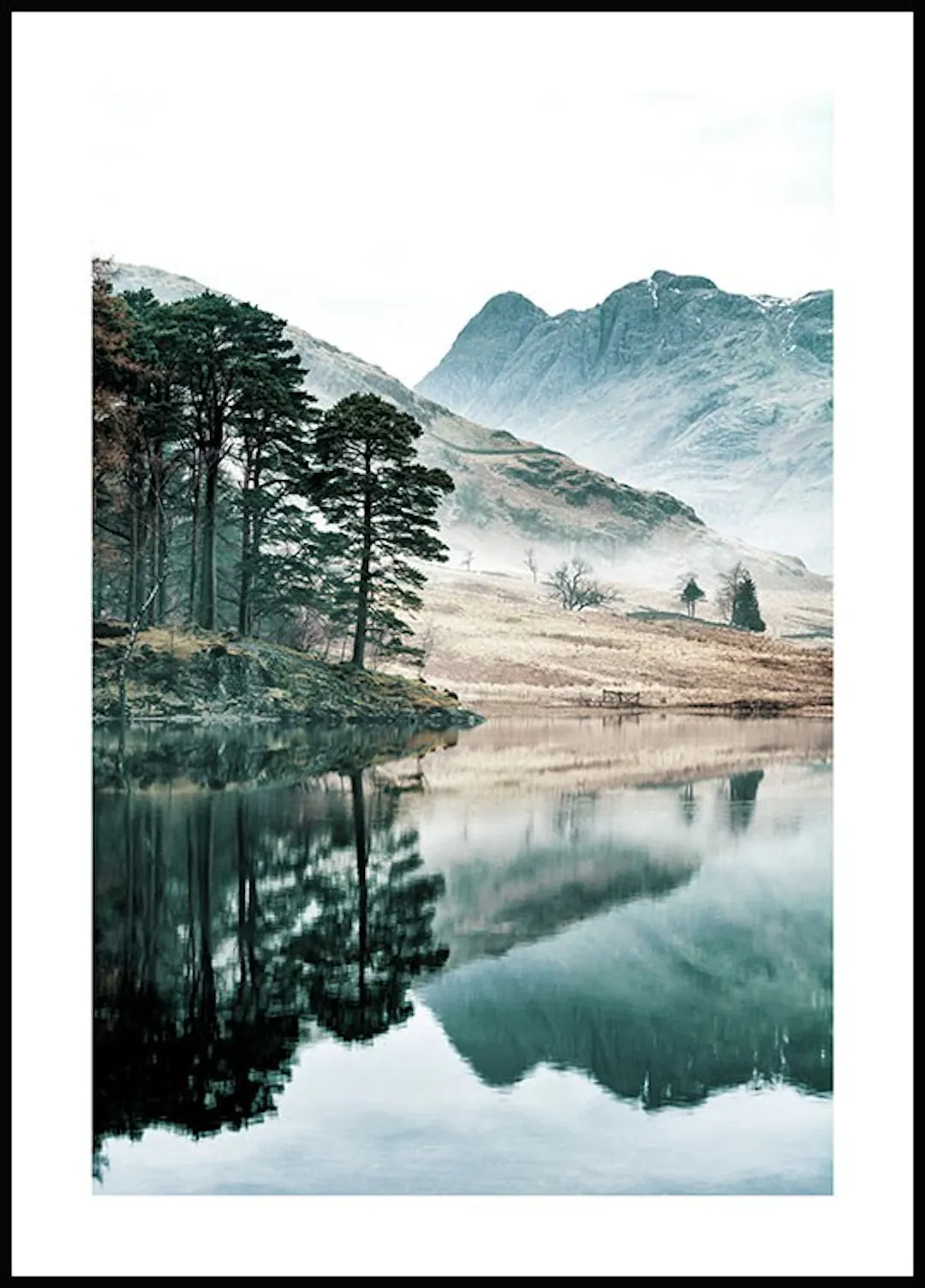 Canoes in the Lake Poster | Serene Mountain Lake Canoes | Poster Store UK