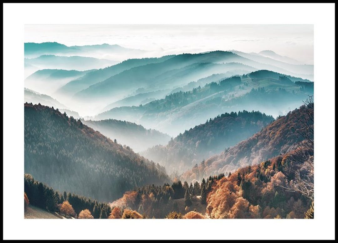 Pine Tree Valley Poster - Green landscape print