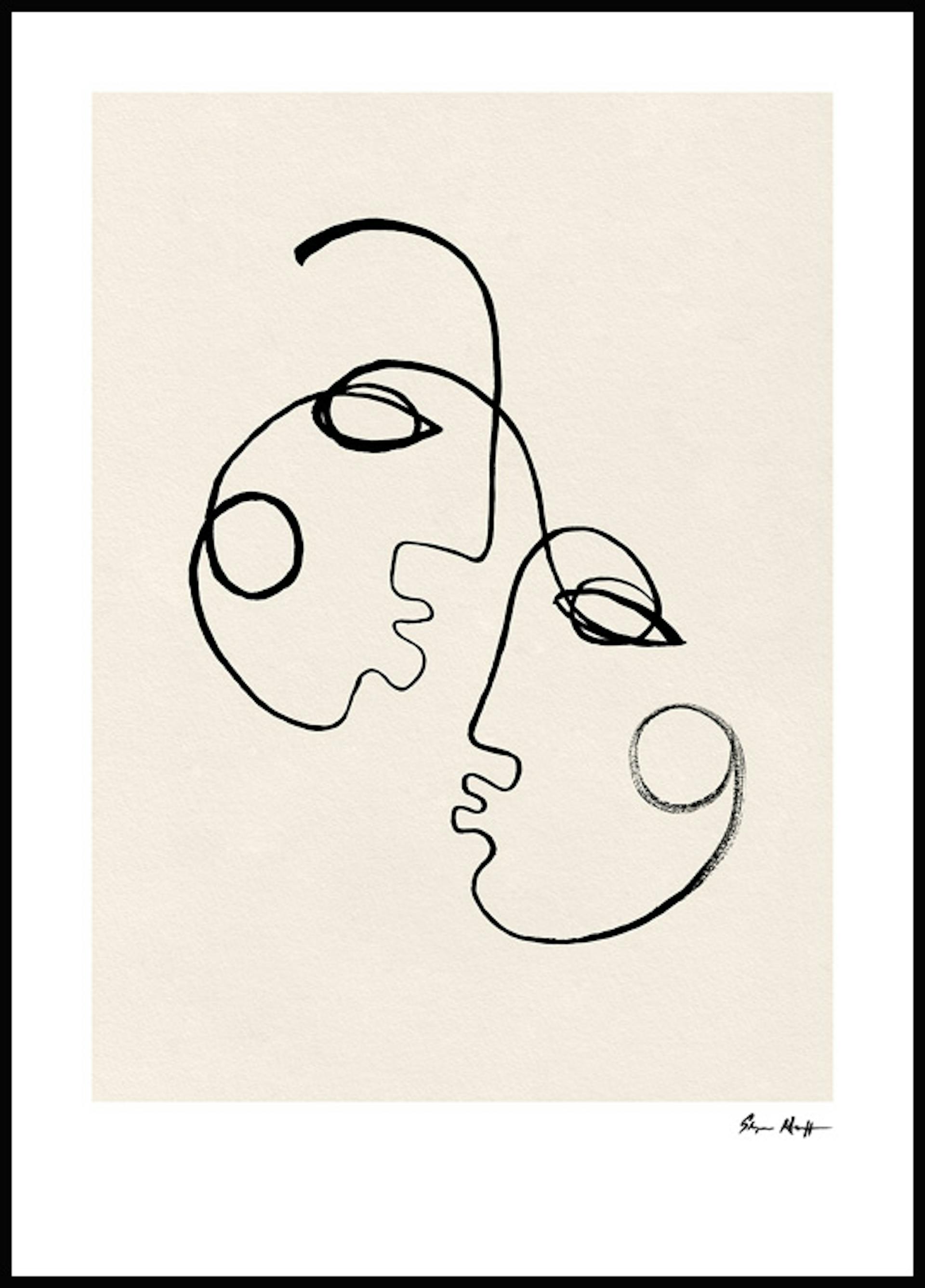 Female Line Art Poster - Abstract print