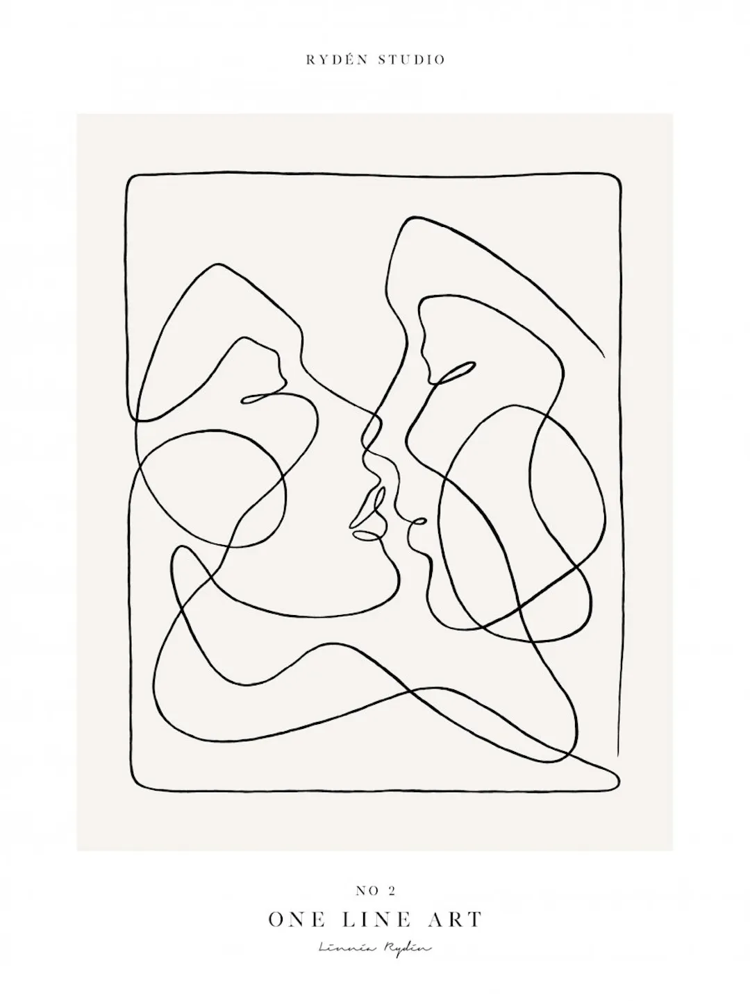 Pure modern gallery wall line drawing prints oak frames