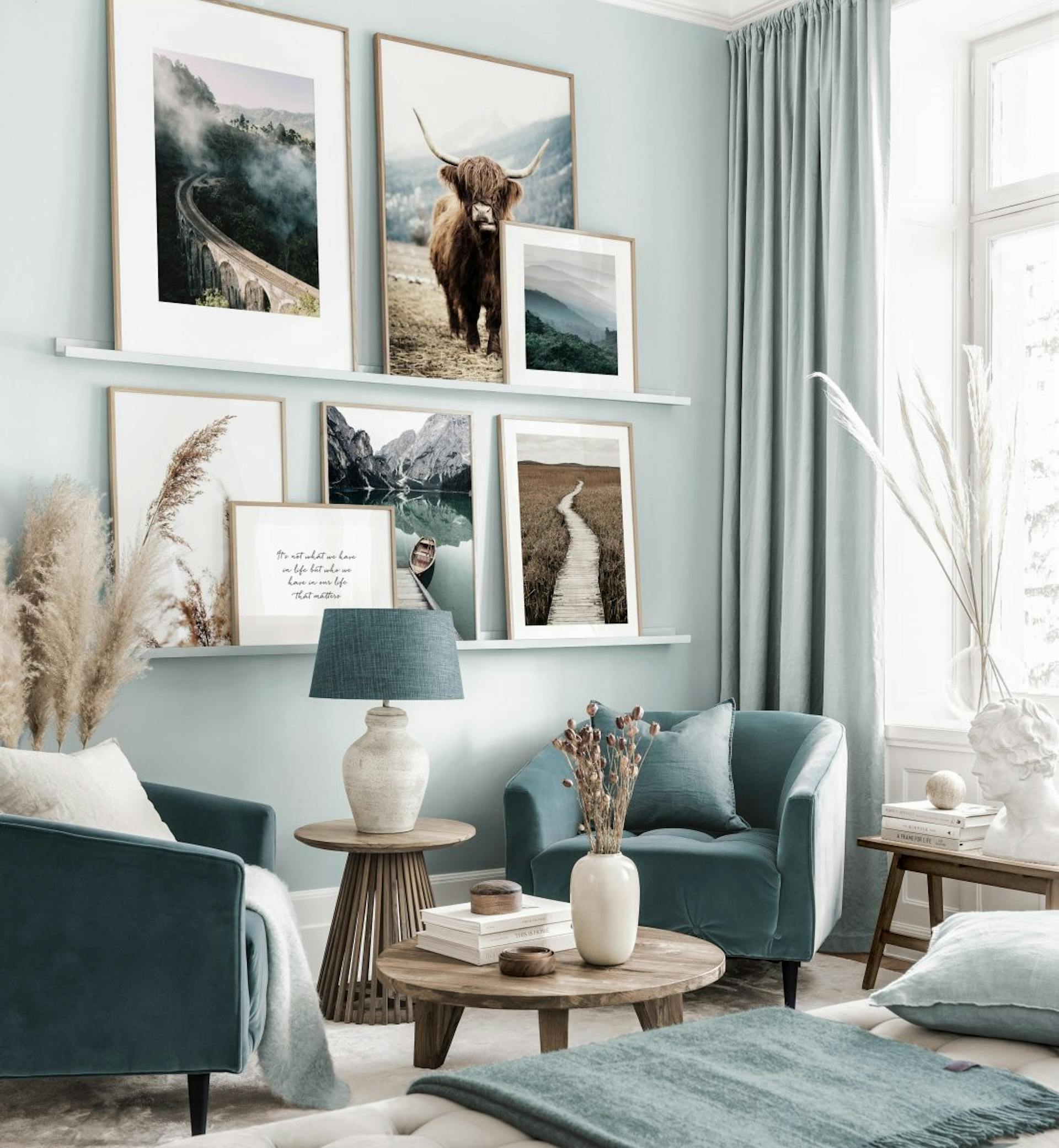 Cozy Living Room Gallerywall | Tranquil Living Space Poster Art ...