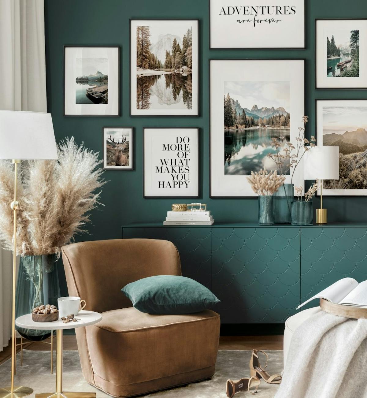 Cozy Room Gallerywall | Nature and Quotes Art Display | Poster Store USA