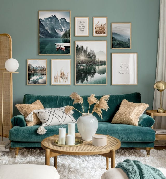 Cozy Living Room Gallery Wall | Calm and Natural Wall Art Inspiration ...
