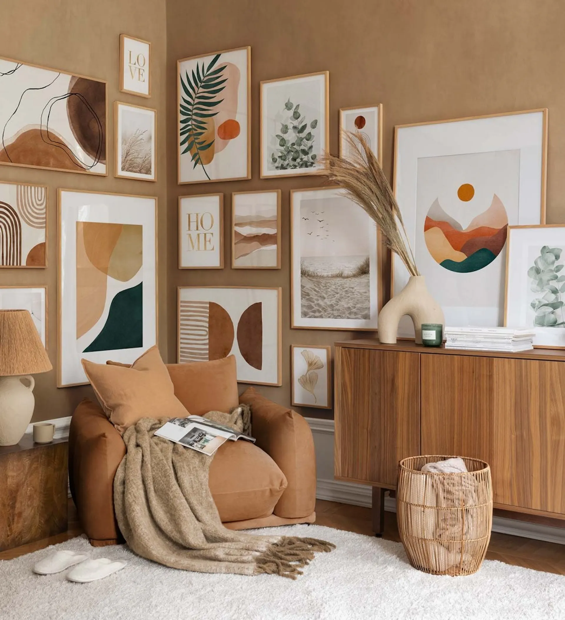 Cozy Room Gallerywall Poster | Earth-Toned Abstract and Landscape Art ...