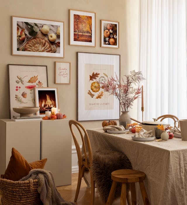 Cozy Dining Room Poster | Warm Autumn Dining Room Wall Art | Poster ...