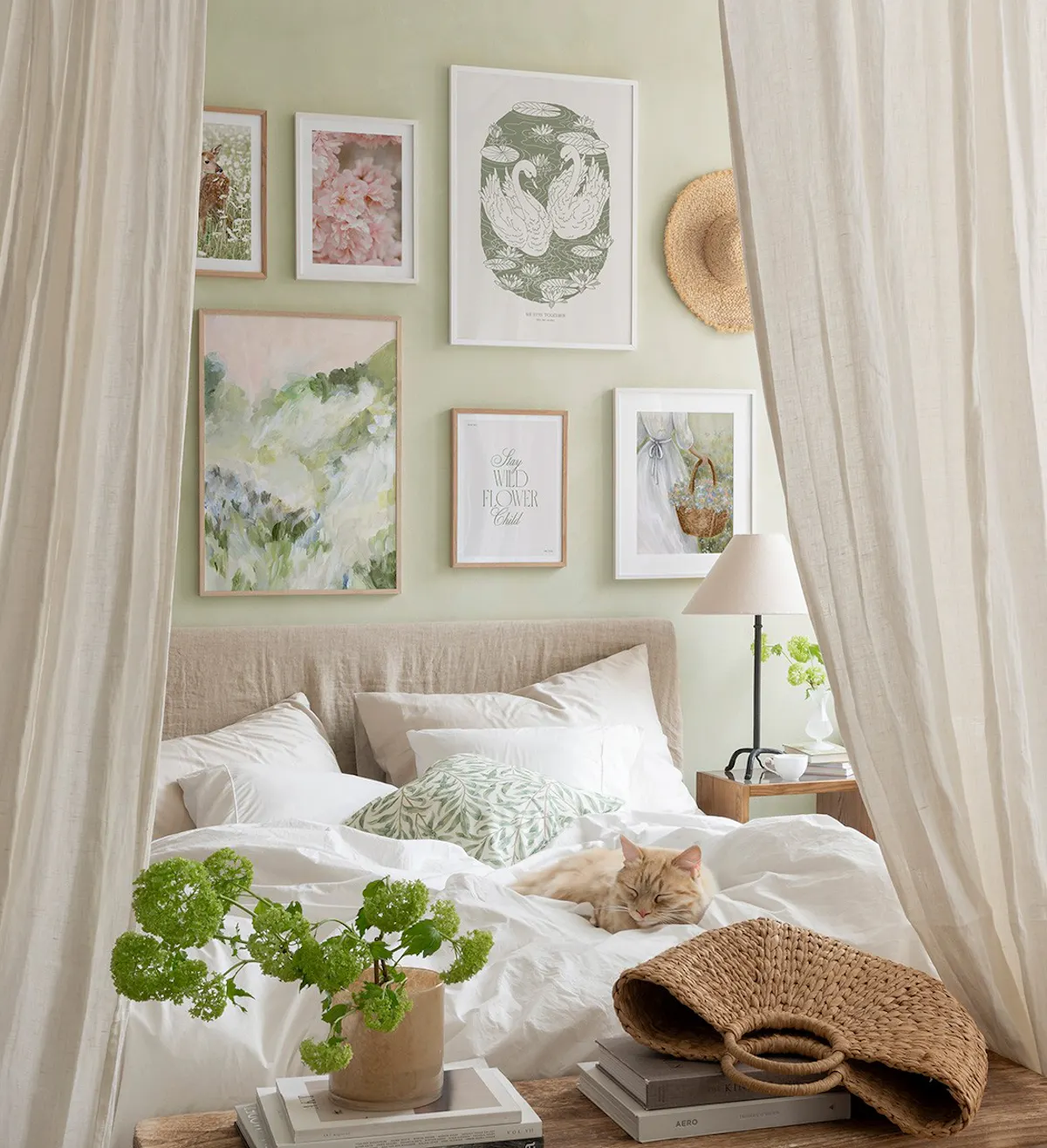 Cozy Bedroom Gallerywall | Nature-Themed Bedroom Art for a Relaxing ...