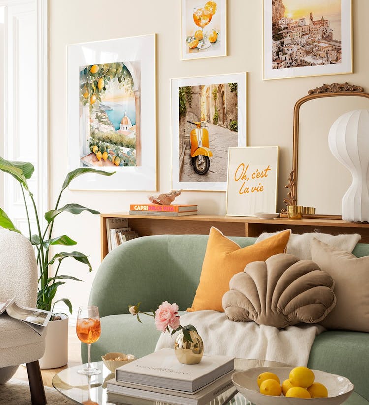 Cozy Living Room Gallerywall | Vibrant Living Room Art Style | Poster ...