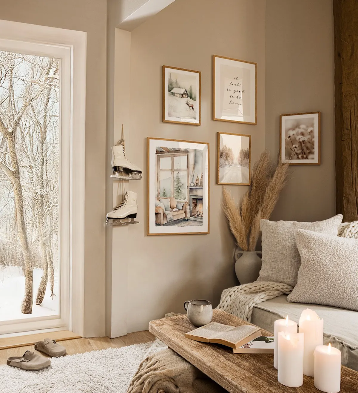 Winter Cabin Gallery Wall Poster | Cozy Winter Retreat Art | Poster ...