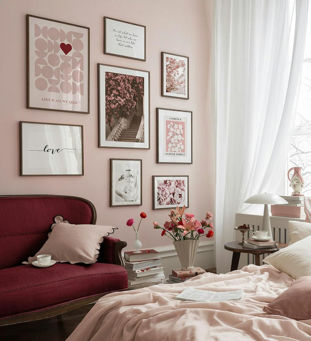 Cozy Pink Room Gallery Wall Poster | Elegant Pink-Themed Wall Art for ...