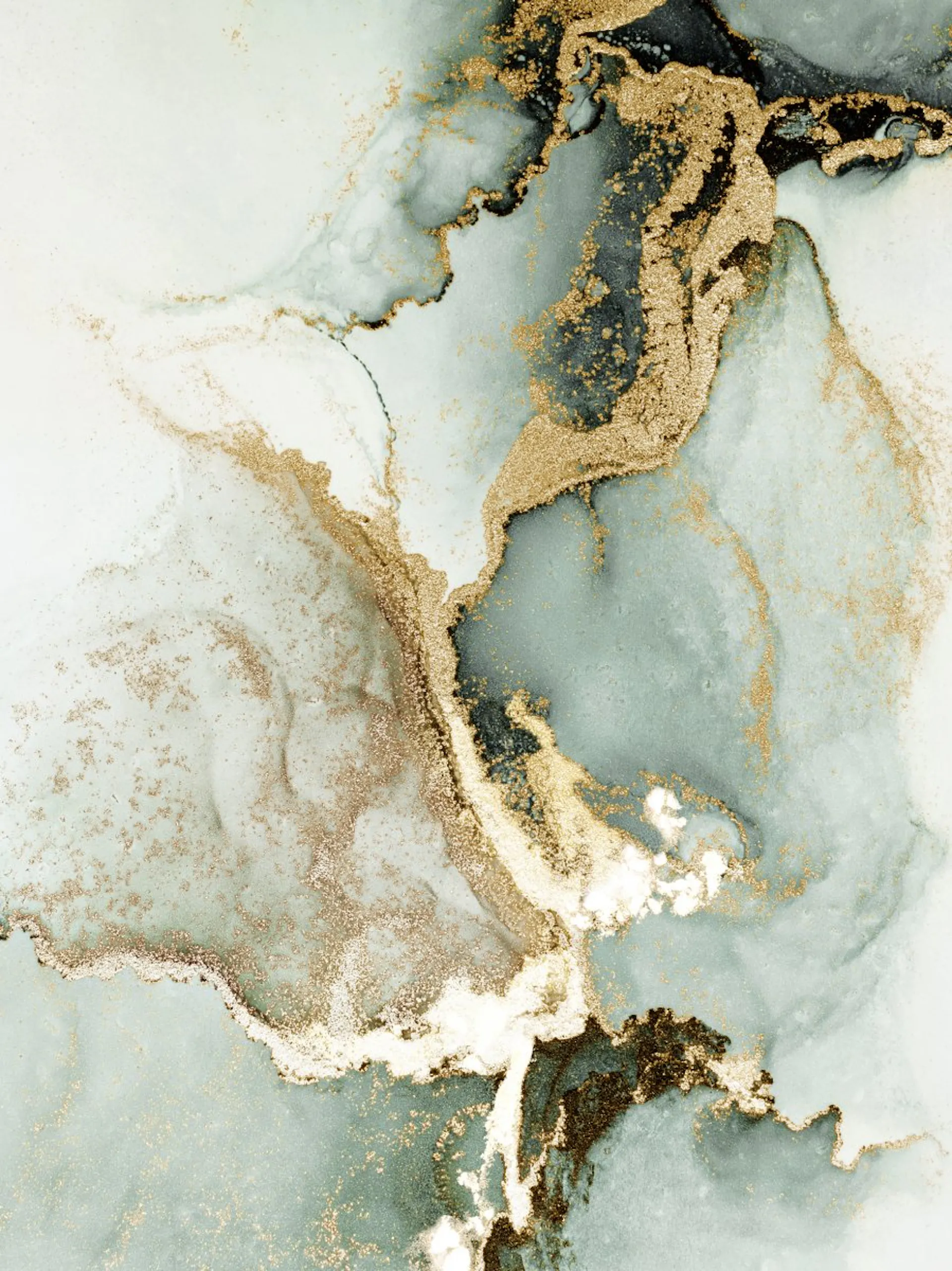 Cozy Living Room Gallerywall Poster | Elegant Mint Green and Gold Art ...