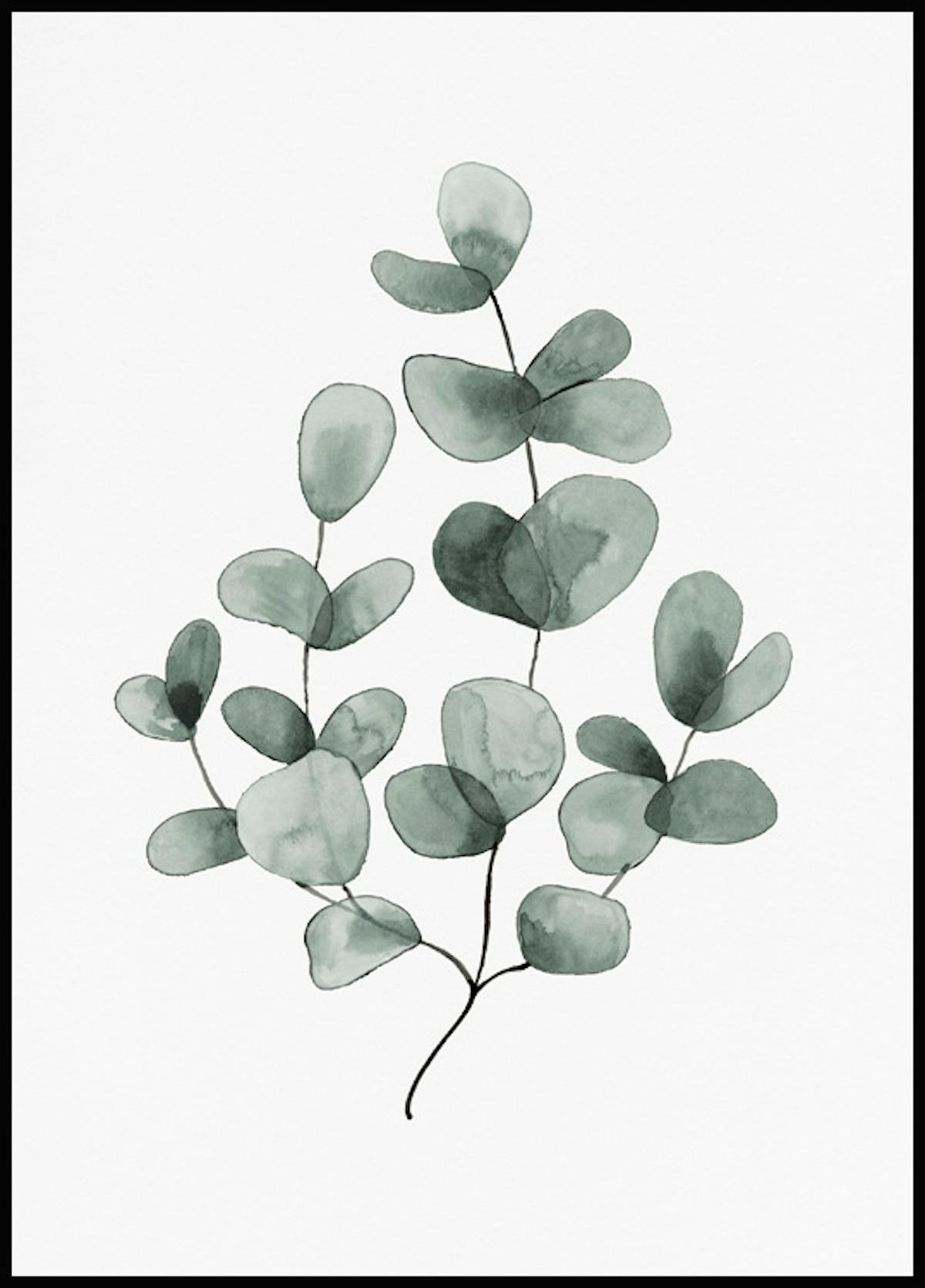 Eucalyptus No2 Poster | Eucalyptus Wall Art Green Watercolor Leaves ...