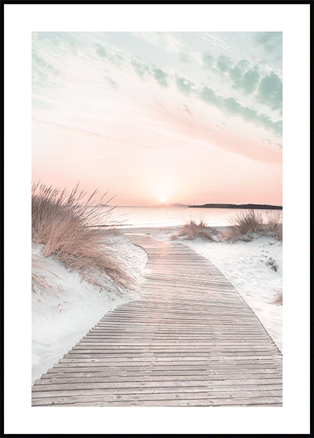 Stilla Hav i Solnedgång Poster - Båt i solnedgång poster