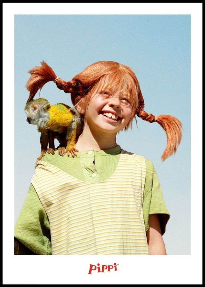 Pippi Calzaslargas comiendo espaguetis póster