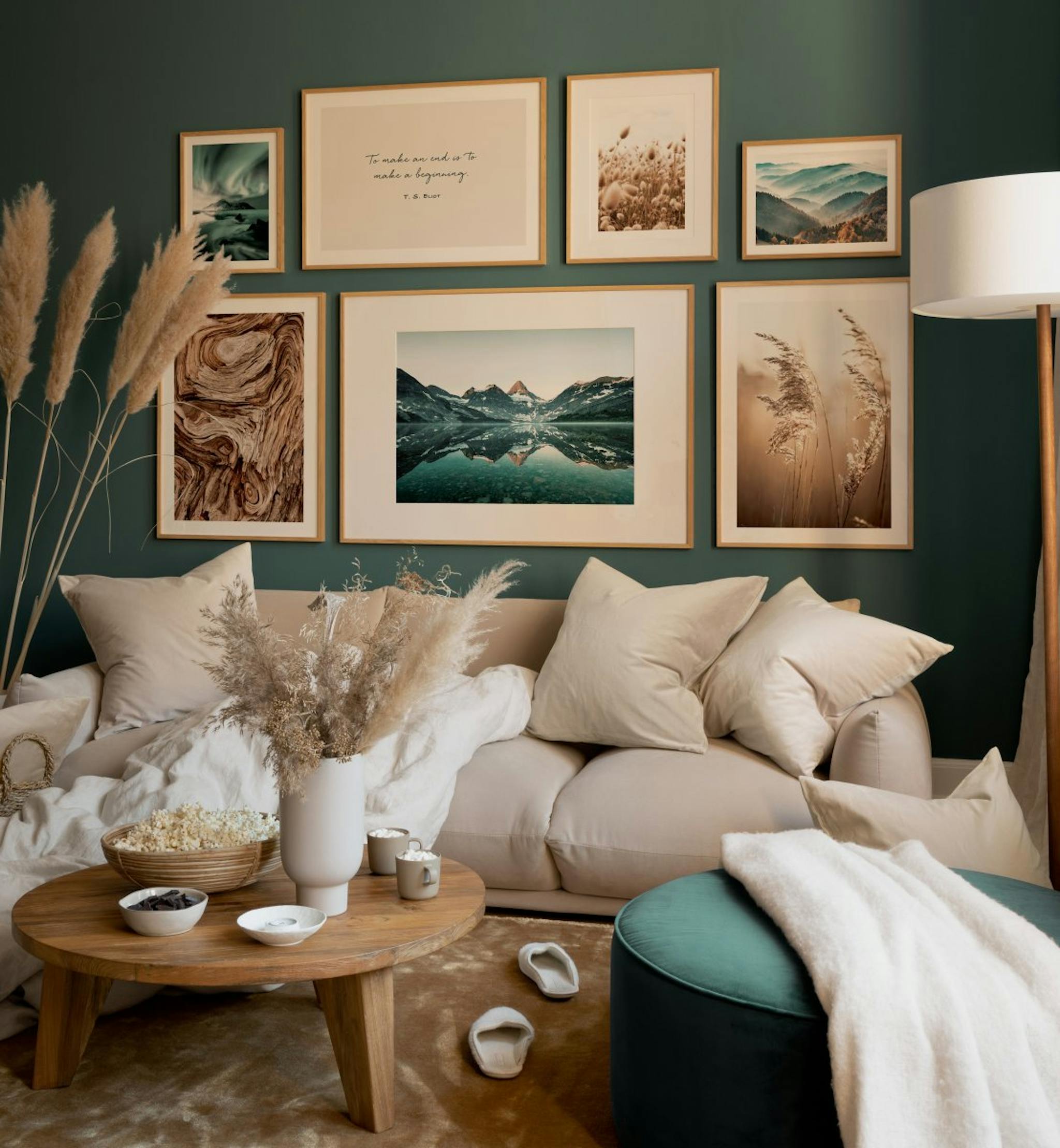 Simple and modern gallery wall in beige and white with graphic ...